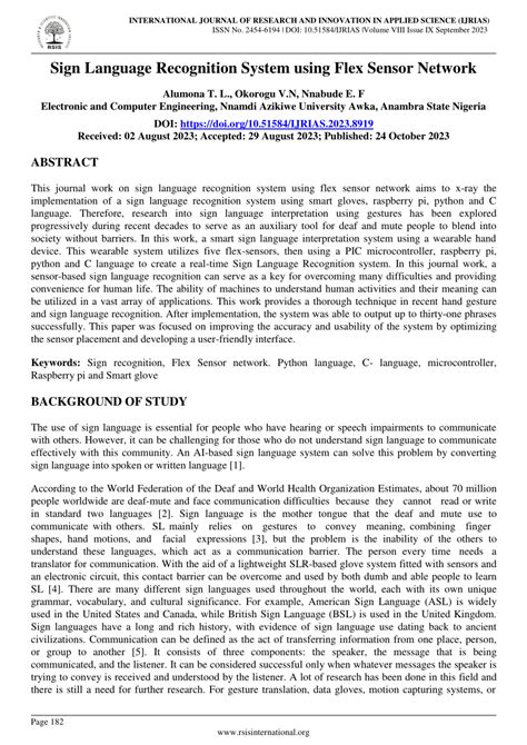 pdf sign language recognition system using flex sensor network