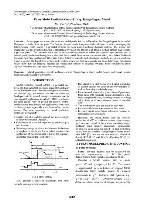 pdf fuzzy model predictive control using takagi sugeno model phan nhat minh