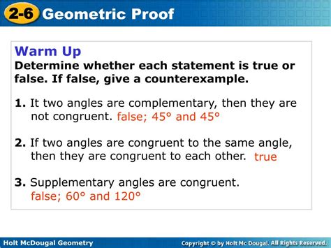 ppt warm up determine whether each statement is true or false if false give a counterexample