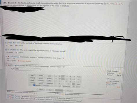solved 8 5 problem 3 an object is undergoing simple