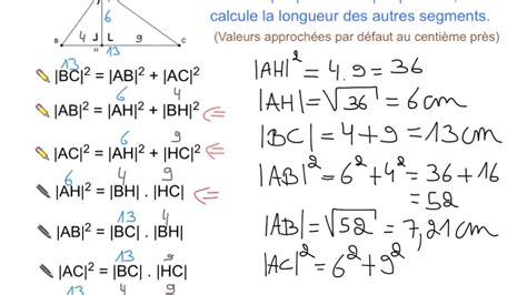 Les Relations M Triques Dans Le Triangle Rectangle Applications