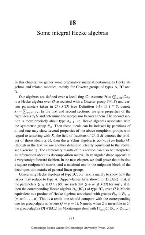 some integral hecke algebras chapter 18 representation theory of finite reductive groups