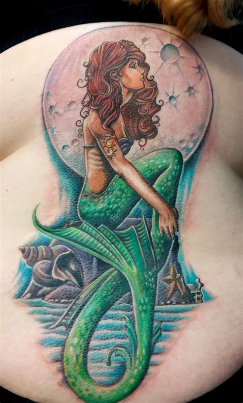 Realistic Colorful Mermaid Tattoo Design For Side Rib Mermaid Tattoo Designs Mermaid Tattoo