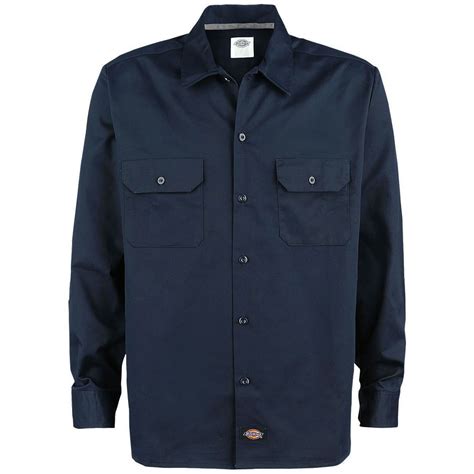 Dickies Long Sleeve Slim Work Shirt Dark Navy Fun Sport Vision