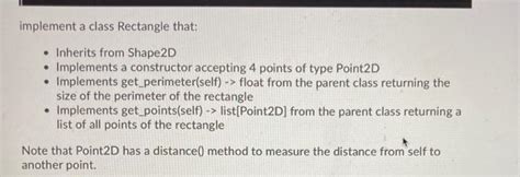 solved given a class point2d and an abstract class shape 2d