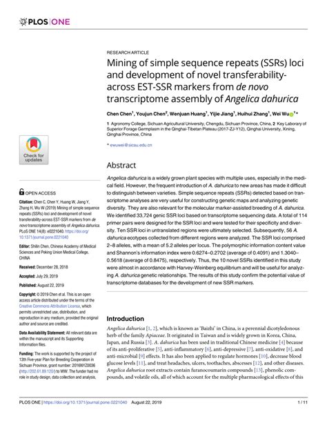 pdf mining of simple sequence repeats ssrs loci and development of novel transferability