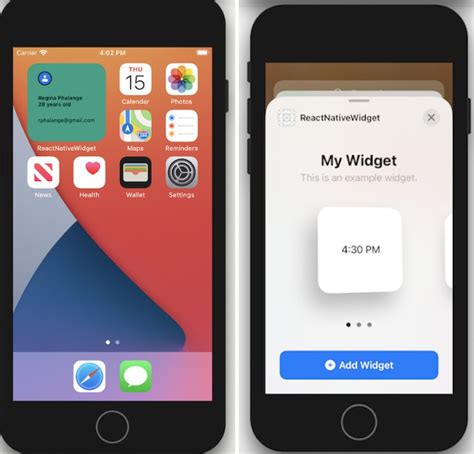 example of widget for react native app in ios 14 with swiftui