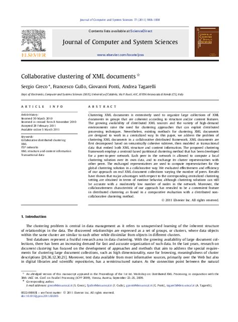 pdf collaborative clustering of xml documents sergio greco