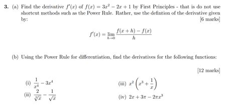 solved 3 a find the derivative f x of f x 3x2 2x