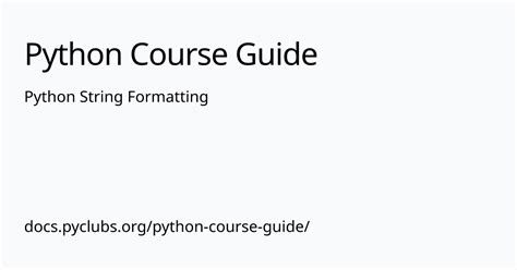 Python String Formatting Python Course Guide