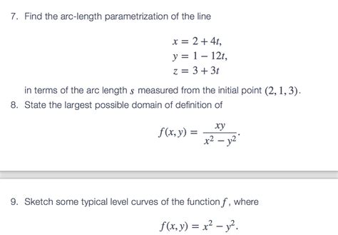 solved find the arc length parameterization of the line x