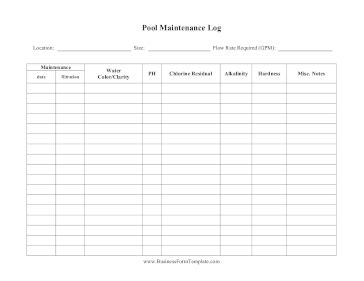 Printable Pool Log Sheet Fill Online Printable Fillable 57 OFF