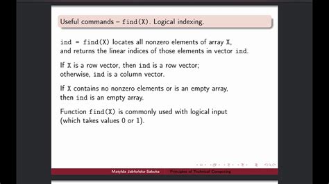 intro to matlab week 2 useful commands and logical indexing youtube