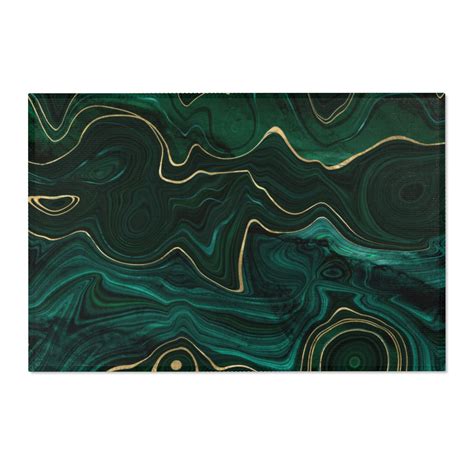 Smaragdgrün Mit Gold Marmor Teppich Abstrakte Bodenmatte Etsy