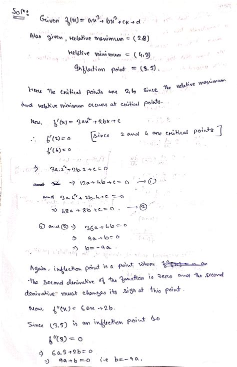 [solved] find a b c and d such that the cubic function f x ax bx cx course hero