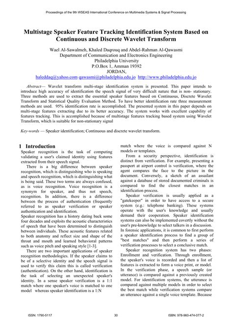pdf multistage speaker feature tracking identification system based on continuous and discrete