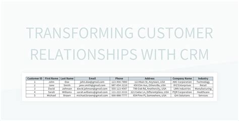 CRM Sample Transforming Customer Relationships Excel Template And
