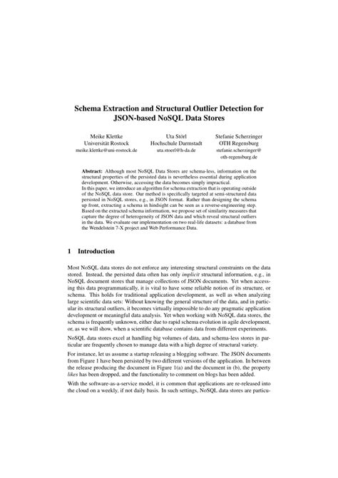 pdf schema extraction and structural outlier detection for json based nosql data stores