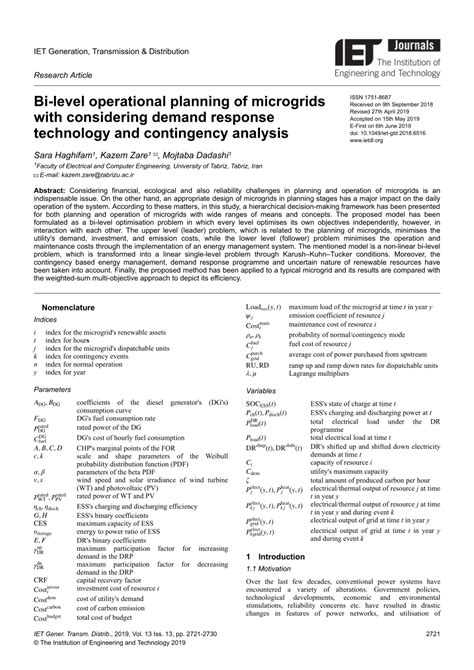 [pdf] bi level operational planning of microgrids with considering demand response technology
