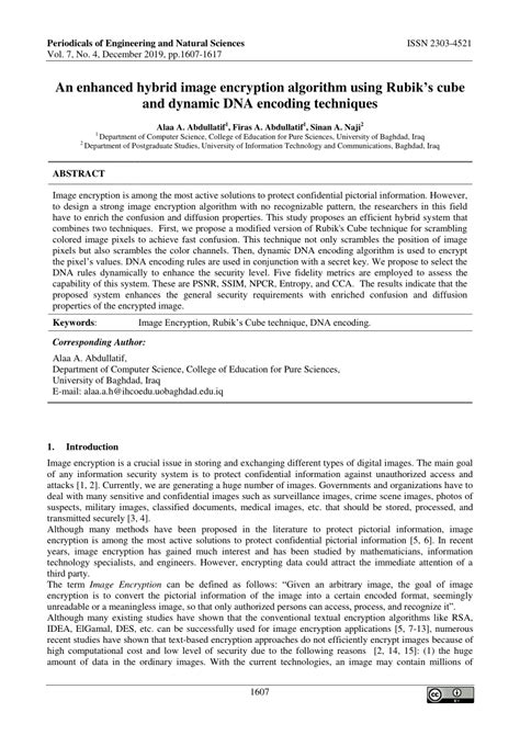 pdf an enhanced hybrid image encryption algorithm using rubik s cube and dynamic dna encoding