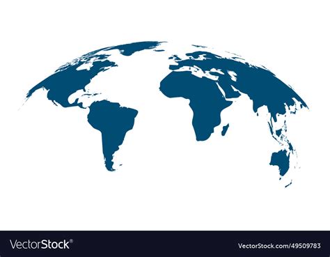 Blue Curved World Map Contours On White Royalty Free Vector