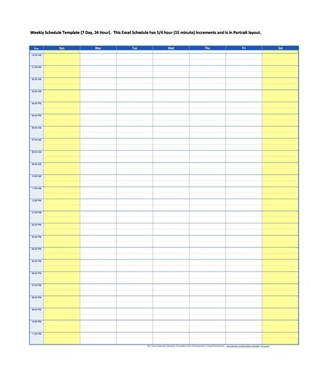 Weekly Schedule Word Template