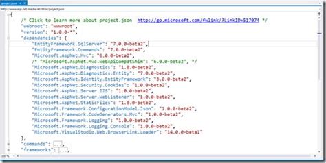 Project Json File In ASP NET 5 VNext Blog Posts Filing Learning