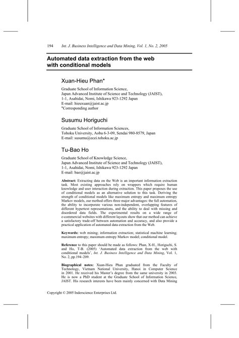 pdf automated data extraction from the web with conditional models