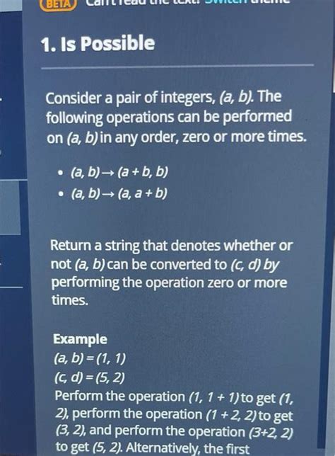 solved 1 is possible consider a pair of integers a b