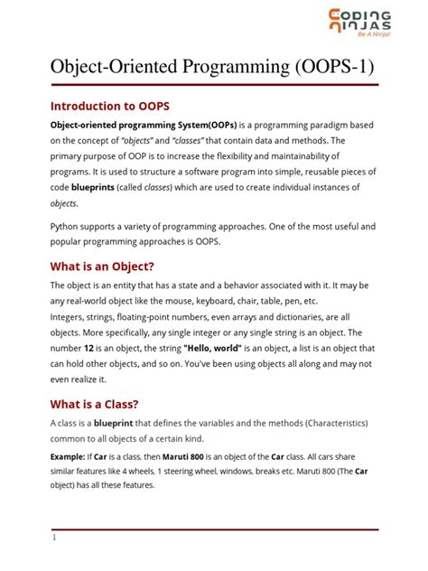 oops 1 pdf programming constructor object oriented programming