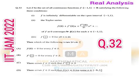 iit jam 2022 real analysis solution question 32 pure mathematical academy sudip kumar