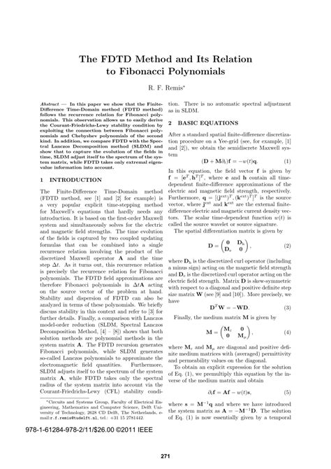 pdf the fdtd method and its relation to fibonacci polynomials