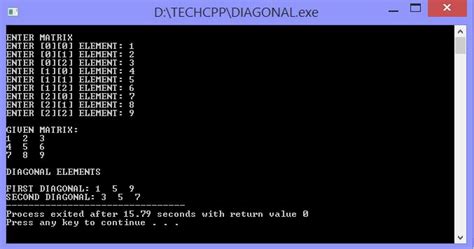 c program to add the elements of left diagonal and right diagonal of images