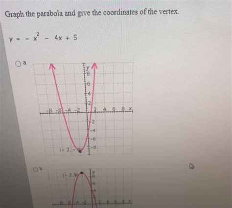 solved graph the parabola and give the coordinates of the
