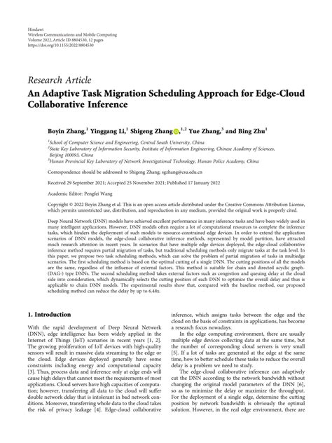 pdf an adaptive task migration scheduling approach for edge cloud collaborative inference