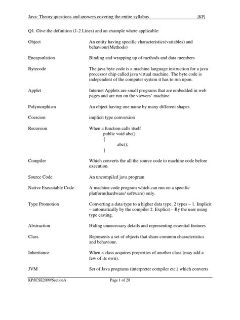java theory answers pdf constructor object oriented programming programming