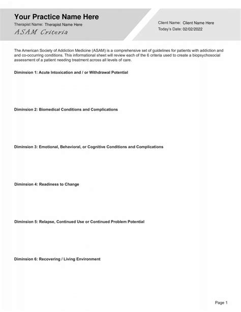 Asam Criteria Editable Fillable Printable Pdf Therapypatron