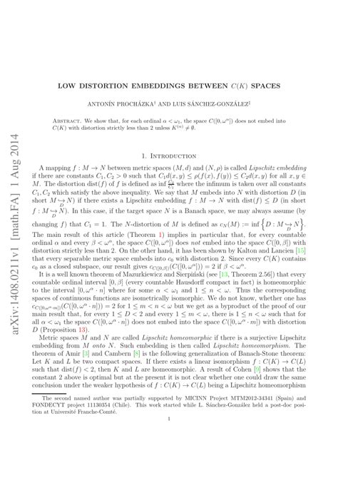 pdf low distortion embeddings between c k spaces