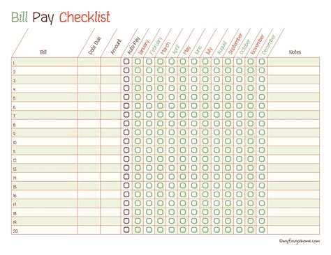Bill Pay Checklist Free Printable