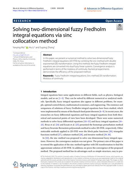 pdf solving two dimensional fuzzy fredholm integral equations via sinc collocation method