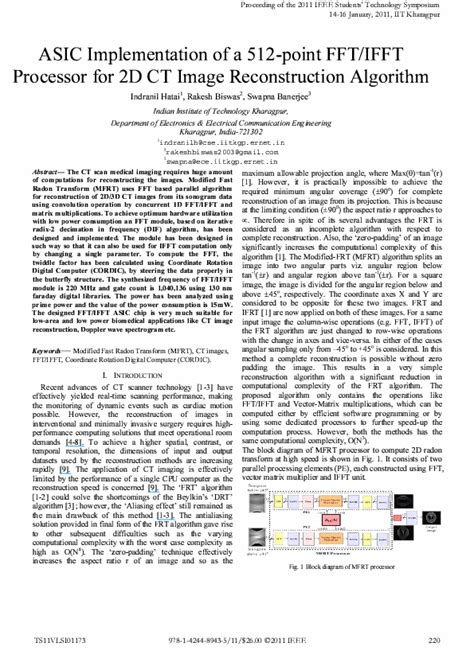 pdf asic implementation of a 512 point fft ifft processor for 2d ct image reconstruction