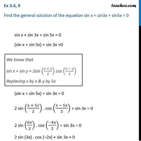 question 9 find general solution of sin x sin 3x sin 5x 0