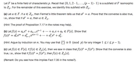 solved let f be a finite field of characteristic p recall