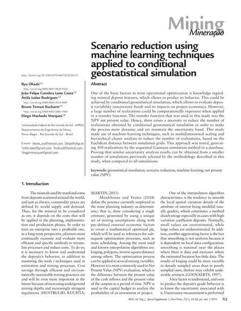 pdf scenario reduction using machine learning techniques applied to conditional geostatistical