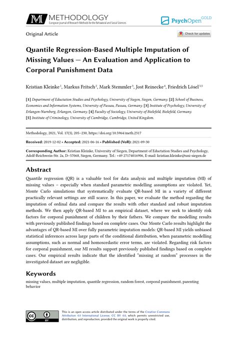 pdf quantile regression based multiple imputation of missing values an evaluation and