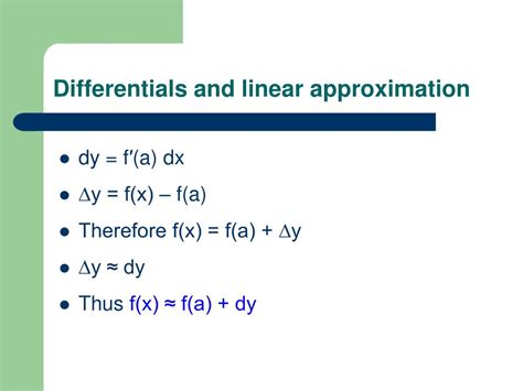 ppt linear approximation and differentials section 2 9 powerpoint presentation id 6967328