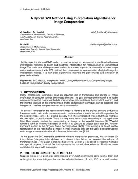 a hybrid svd method using interpolation algorithms for image compression pdf