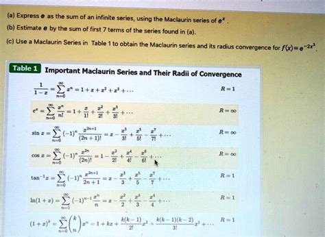 solved a express e as the sum of an infinite series using the maclaurin series of e b