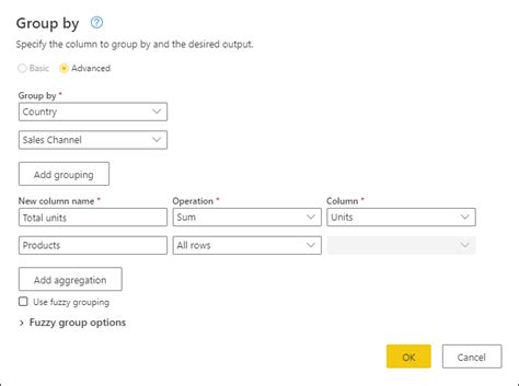 grouping or summarizing rows power query microsoft learn