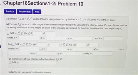 solved 1 point let f x y x2ex2 and let r be the triangle